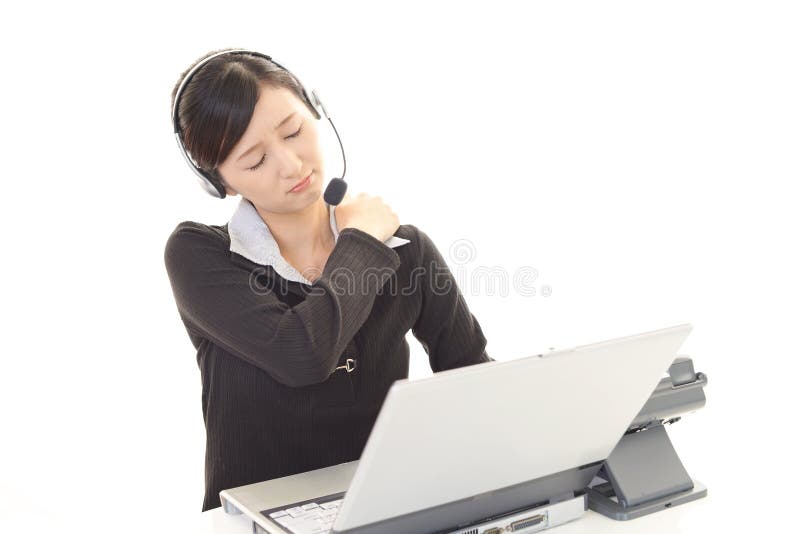 Tired and Stressed Call Center Operator Stock Photo - Image of computer ...