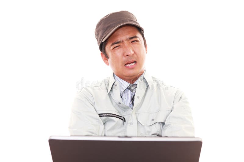 Tired and Stressed Asian Worker Stock Photo - Image of black, adult ...