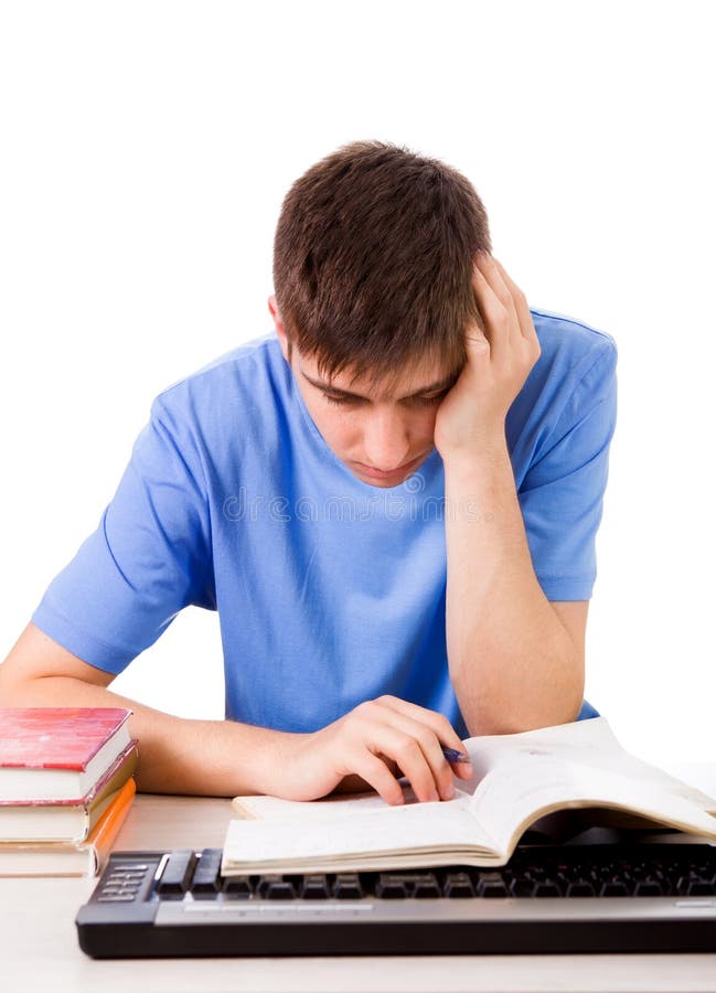 Tired Student with a Books stock image. Image of school - 154410845