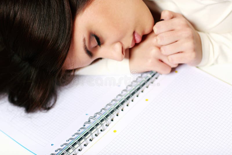Tired Student Fallen Asleep at the Table Stock Photo - Image of ...