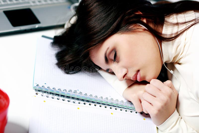 Tired Student Fallen Asleep at the Table Stock Photo - Image of fallen ...