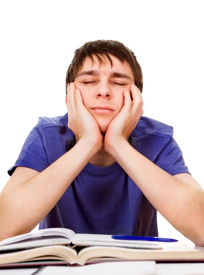 Tired Student Portrait stock image. Image of caucasian - 211750089