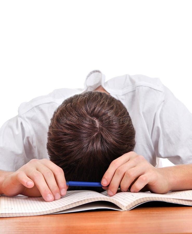 Tired Student sleeping stock photo. Image of fatigued - 69479624