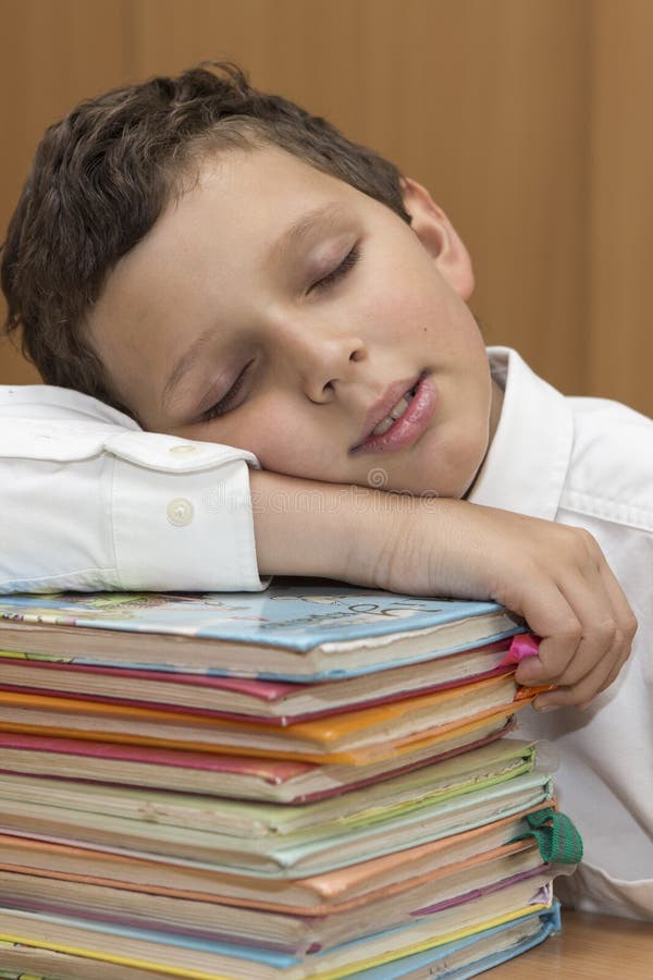 Tired student stock photo. Image of colorful, pile, middle - 33289946