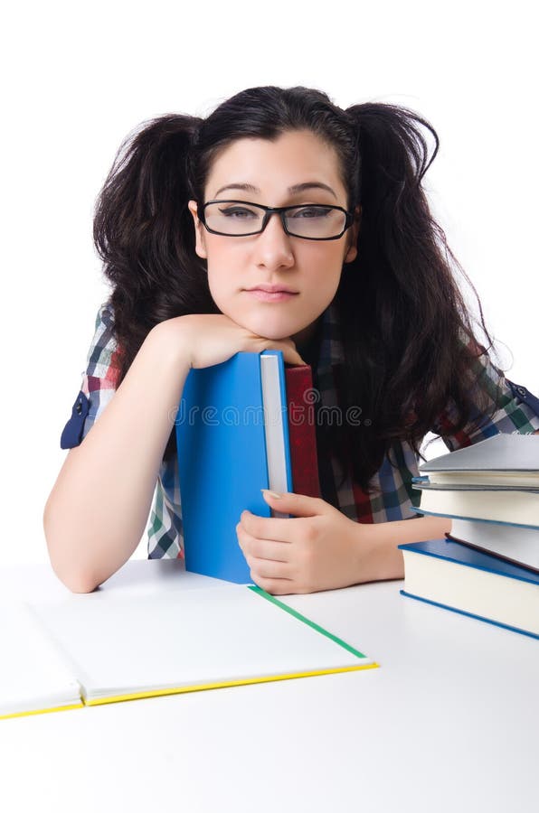 Tired Student with Textbooks Stock Photo - Image of graduate, learn ...