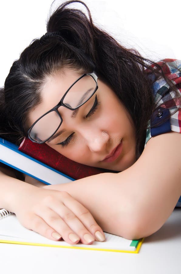 Tired Student with Textbooks Stock Image - Image of happiness, graduate ...
