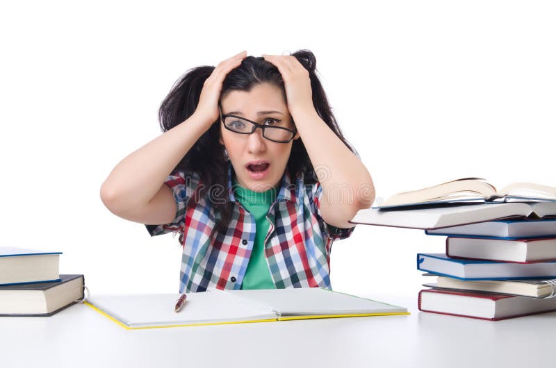 Tired Student with Textbooks Stock Image - Image of knowledge, homework ...