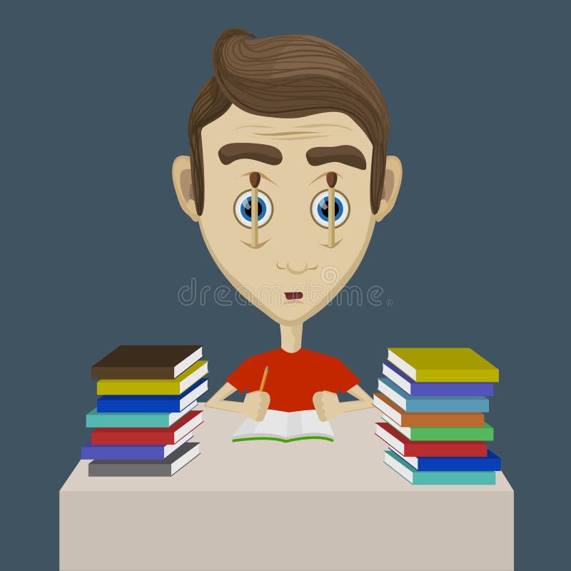 Tired student stock illustration. Illustration of open - 68191647