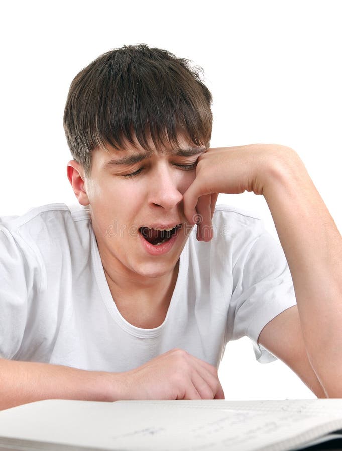 Tired Student yawning stock image. Image of school, student - 69479745
