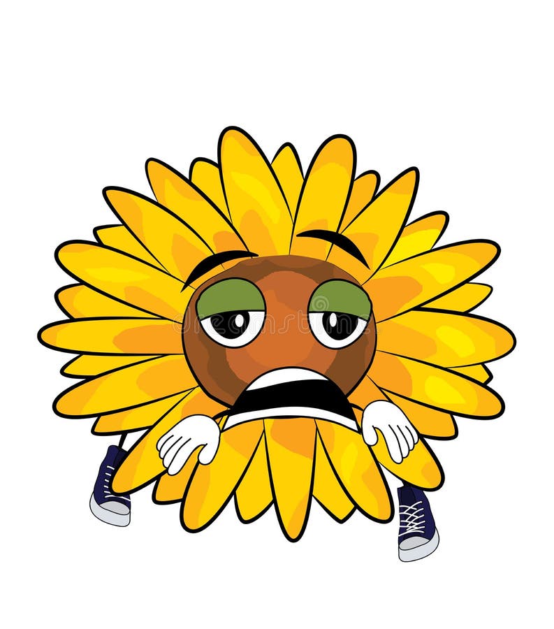 Tired Sunflower cartoon stock illustration. Illustration of sick - 44304779