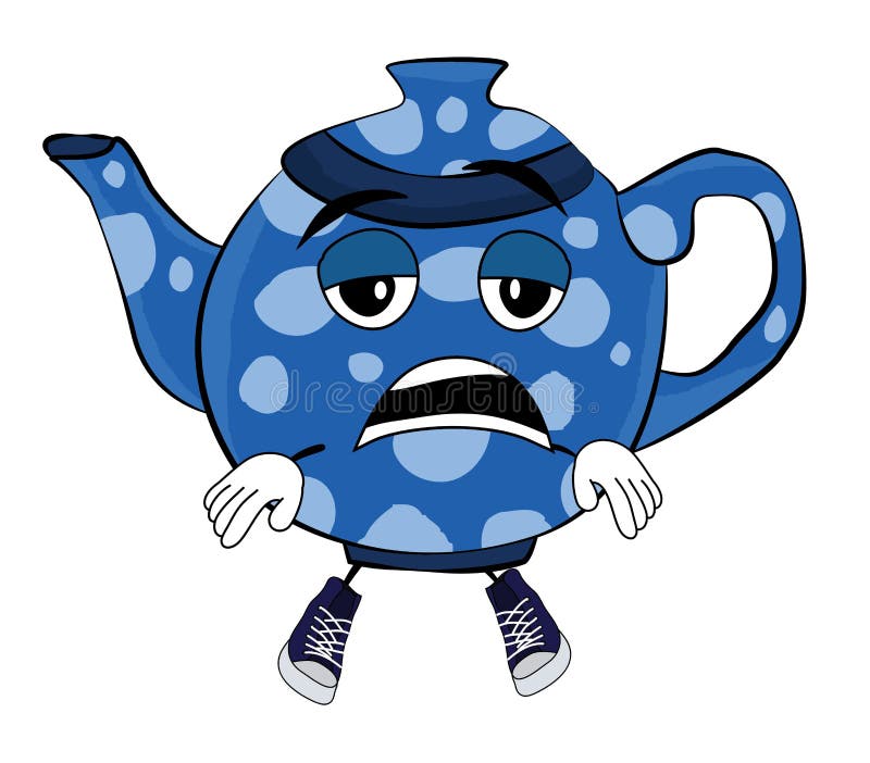 Sad Teapot cartoon stock illustration. Illustration of depressed - 44305364