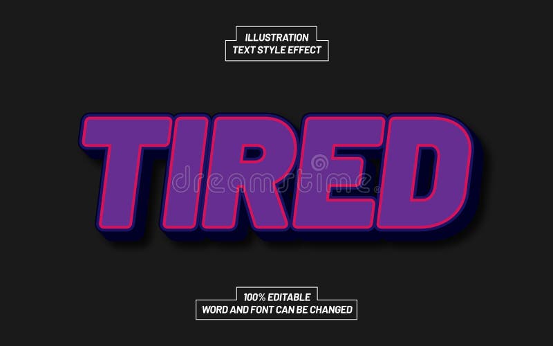 Tired Purple Text Style Effect Stock Vector - Illustration of editable ...