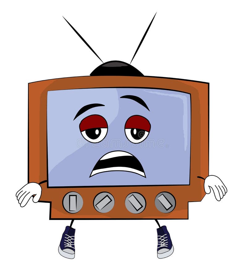 Tired Tv cartoon stock illustration. Illustration of channel - 43764428