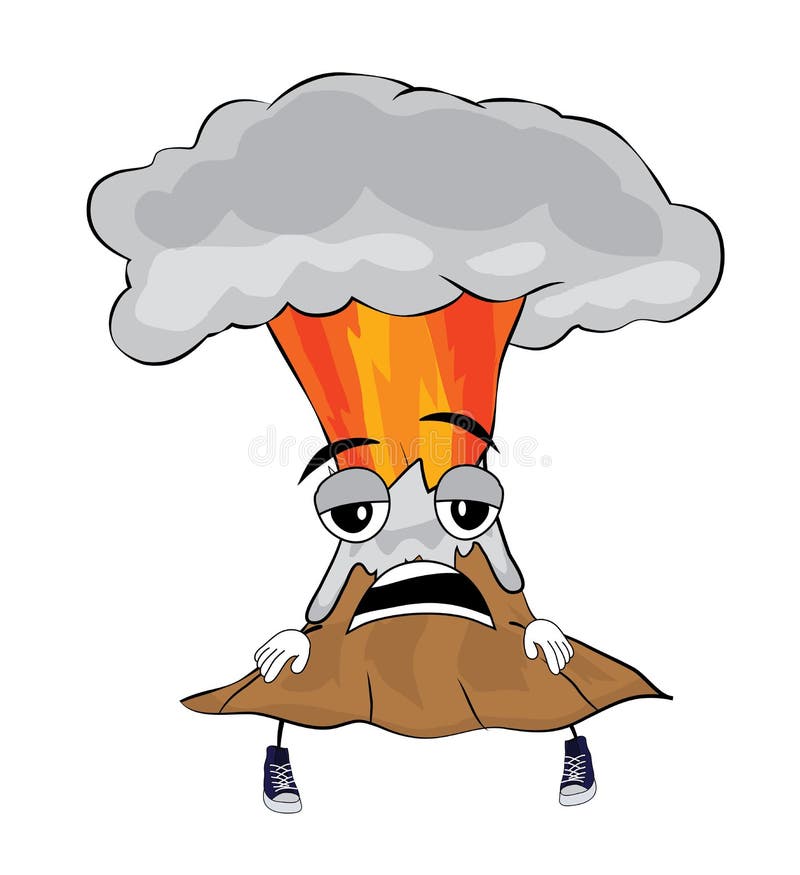 Sad volcano cartoon stock illustration. Illustration of lava - 49199678