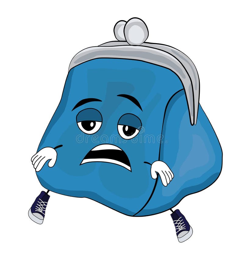 Tired wallet cartoon stock illustration. Illustration of wallet - 44307219