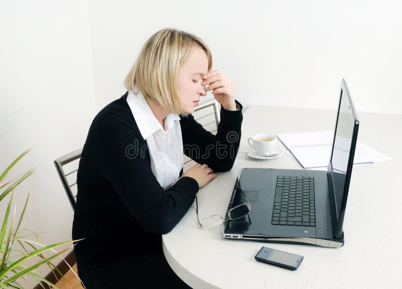 Tired woman stock photo. Image of problem, computer, adult - 8416600