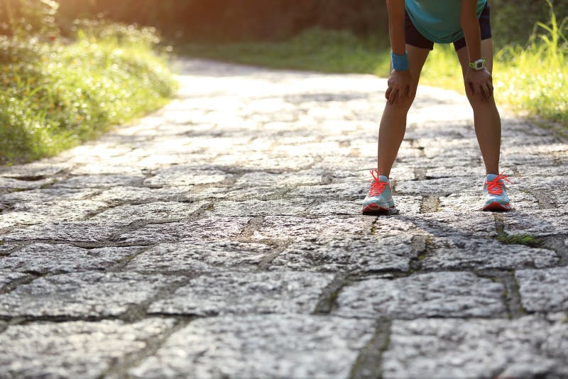 Tired Woman Runner Taking a Rest after Running Hard Stock Photo - Image ...