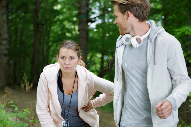 Tired Woman Runner Taking Rest Stock Image - Image of fitness, trail ...