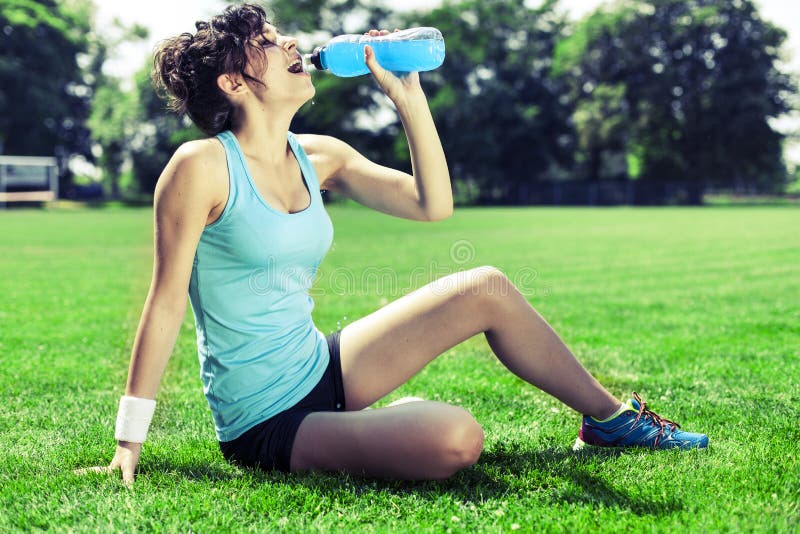 Tired Woman Runner Taking a Rest after Run Stock Photo - Image of ...