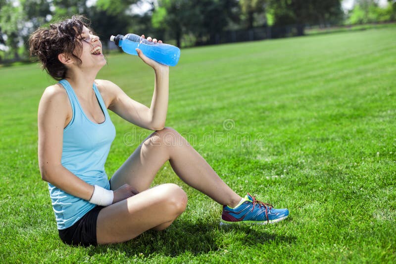 Tired Woman Runner Taking a Rest after Run Stock Photo - Image of ...