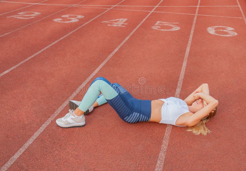 Tired Woman Runner Taking a Rest after Running Hard Stock Image - Image ...