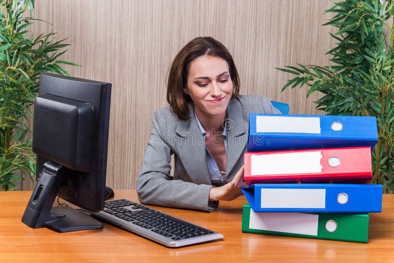 The Tired Woman Stressed with Too Much Work Stock Photo - Image of ...