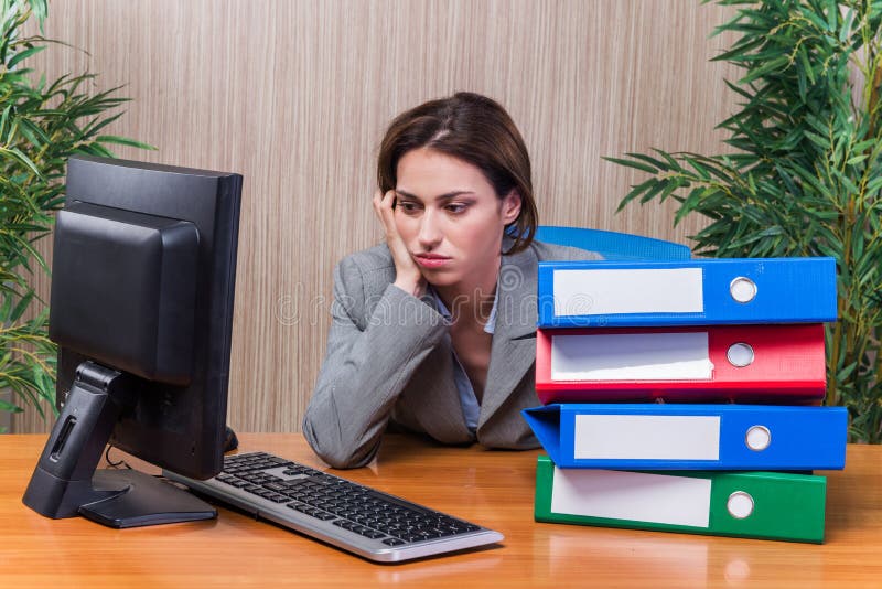 The Tired Woman Stressed with Too Much Work Stock Image - Image of ...