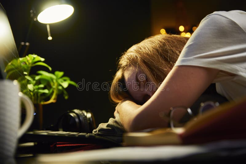 Tired Woman Works Late at Home Workplace Stock Photo - Image of monitor ... Tired Woman Works Late at Home Workplace Stock Photo - Image of monitor ...