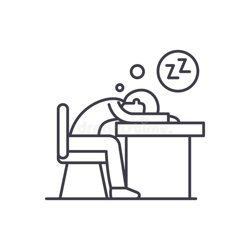 Tired at Work Line Icon Concept. Tired at Work Vector Linear ...