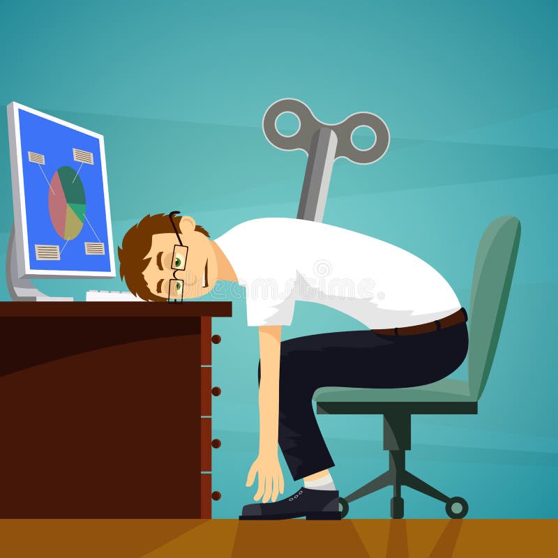 Tired Worker Sleeping at Office Desk. Male Manager Exhausted and ...