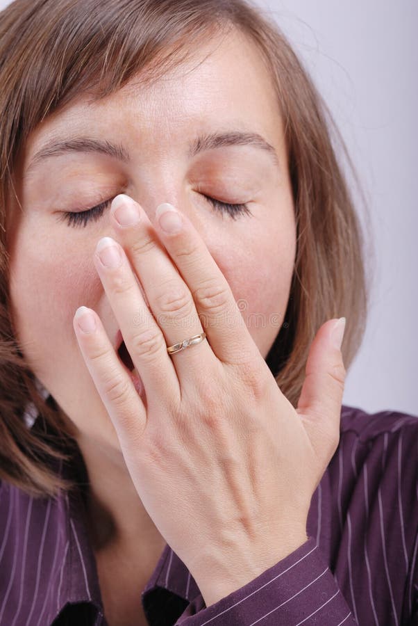 Tired yawning woman stock photo. Image of business, close - 5765060