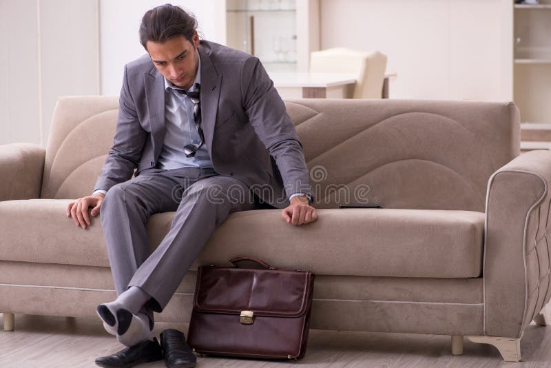 Tired Young Businessman Coming Home after Working Day Stock Image ...