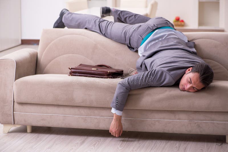 Tired Young Businessman Coming Home after Working Day Stock Image ...