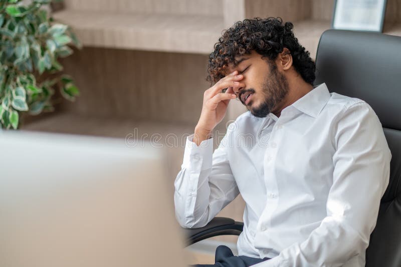 Young Indian Businessman Looking Tired Stock Image - Image of young ...