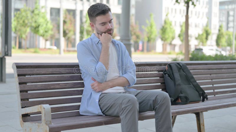 Tired Young Man Sleeping while Sitting on Bench Stock Image - Image of ...
