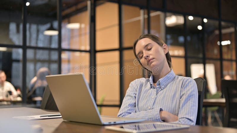 Tired Young Woman Sleeping at Work Stock Photo - Image of relaxation ...