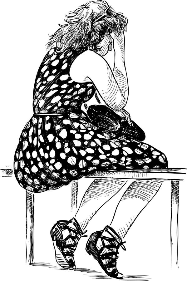 Tired young woman stock vector. Illustration of alone - 71172396