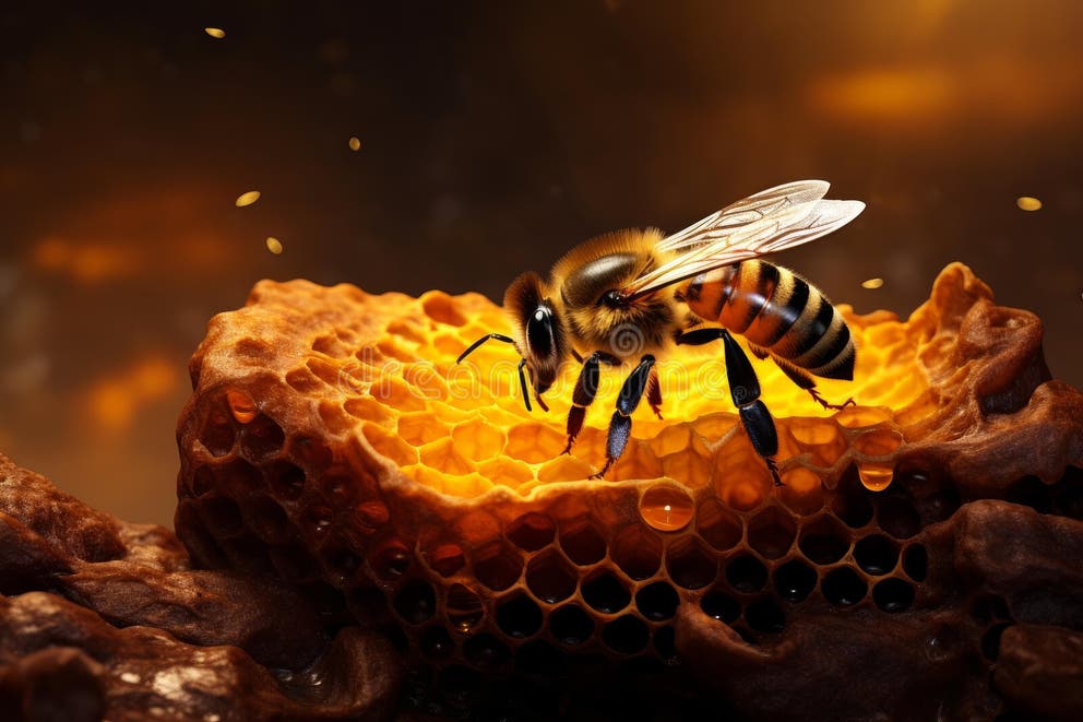 Tireless Bees Inside a Hive. Generate Ai Stock Photo - Image of animal ...