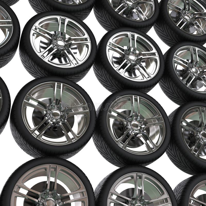 Tires with Chrome Rims Background Stock Illustration - Illustration of ...