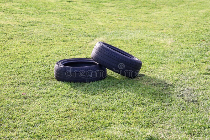 Tires on the Golf Field Grass. Stock Image - Image of lawn, speed ...