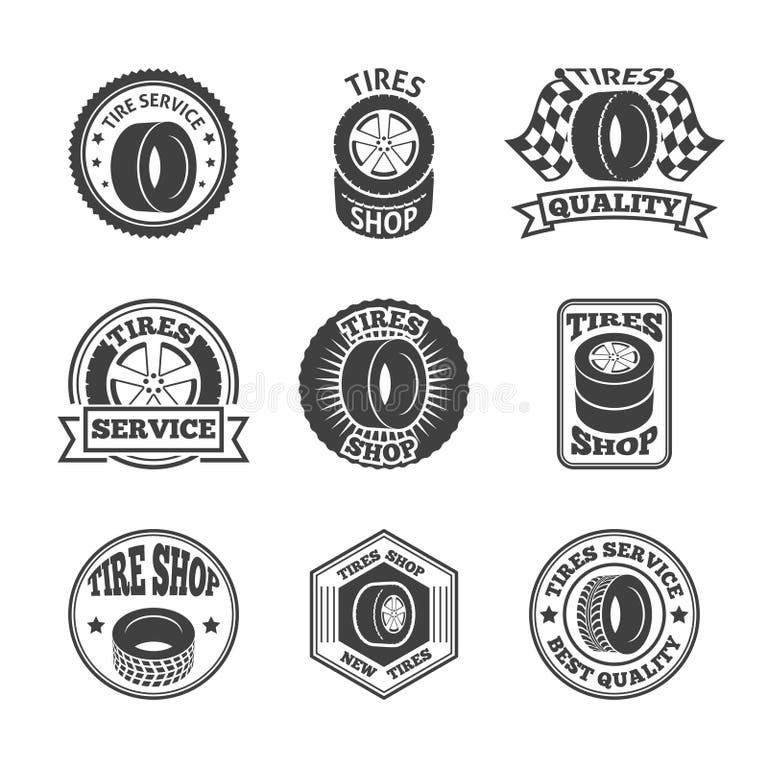 Tires label icon set stock vector. Illustration of pattern - 43956413