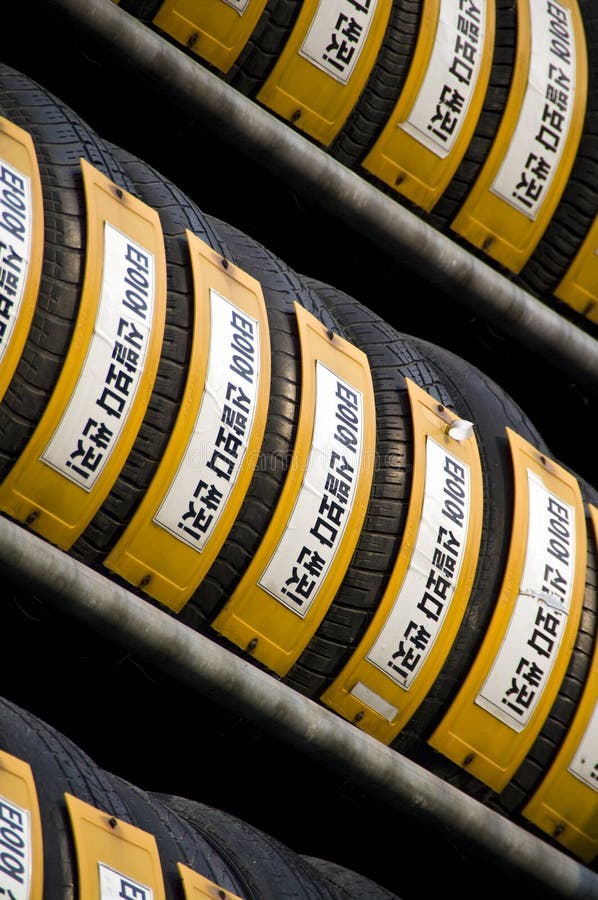 Tires for sale in Korea stock photo. Image of sells, slogan - 14875516