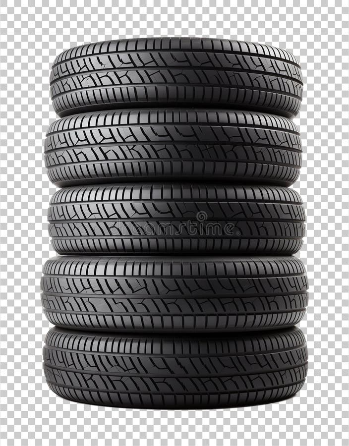 Tires Stack of 5 Isolated on Transparent Background PNG Stock ...