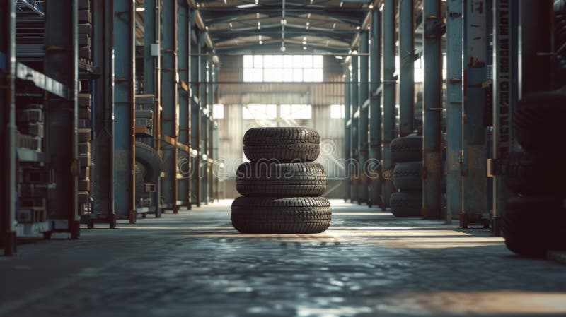 Tires Stacked in Warehouse, Tires Stacked in Warehouse Stock Image ...
