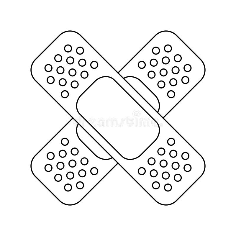 La Tirita Cruzó Símbolo En Blanco Y Negro Ilustración del Vector ...