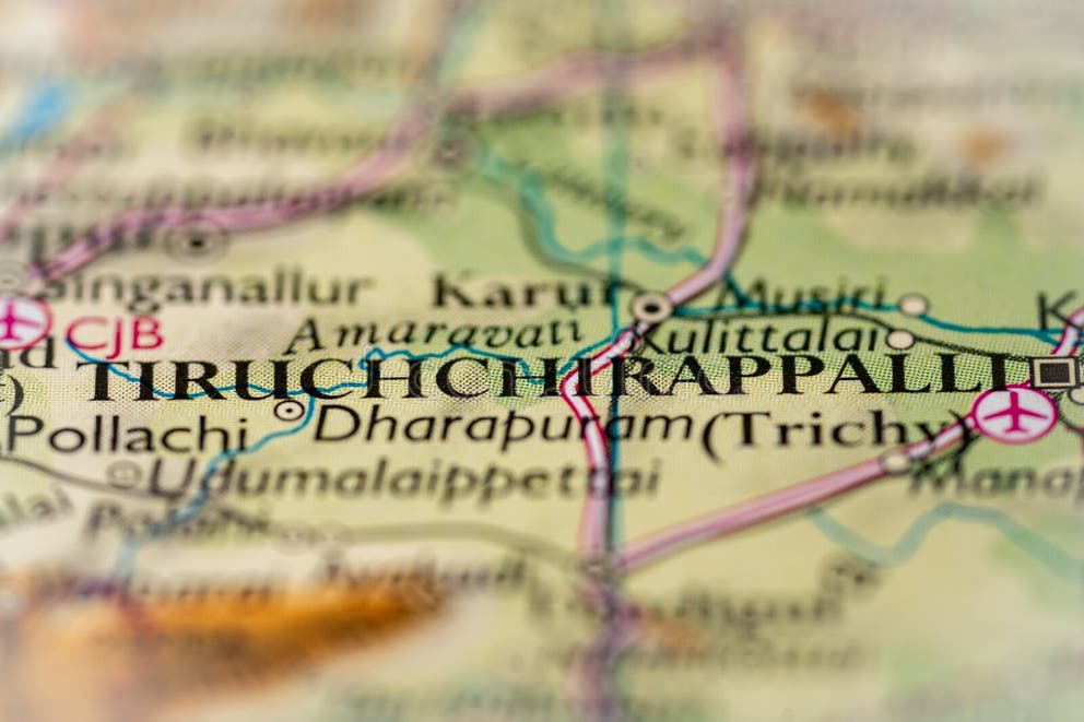 Tiruchirappalli, India Highlighted on a World Map Stock Photo - Image ...