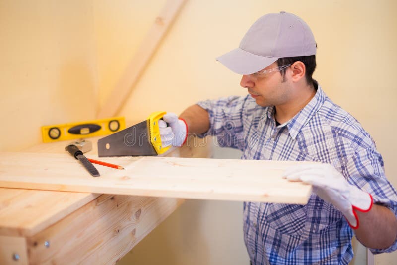 Tischler, Der Mit Holz Arbeitet Stockbild - Bild von arbeitet, tischler ...