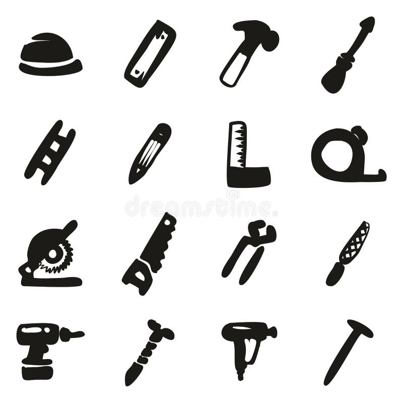 Tischler Icons Freehand Fill Vektor Abbildung - Illustration von ...