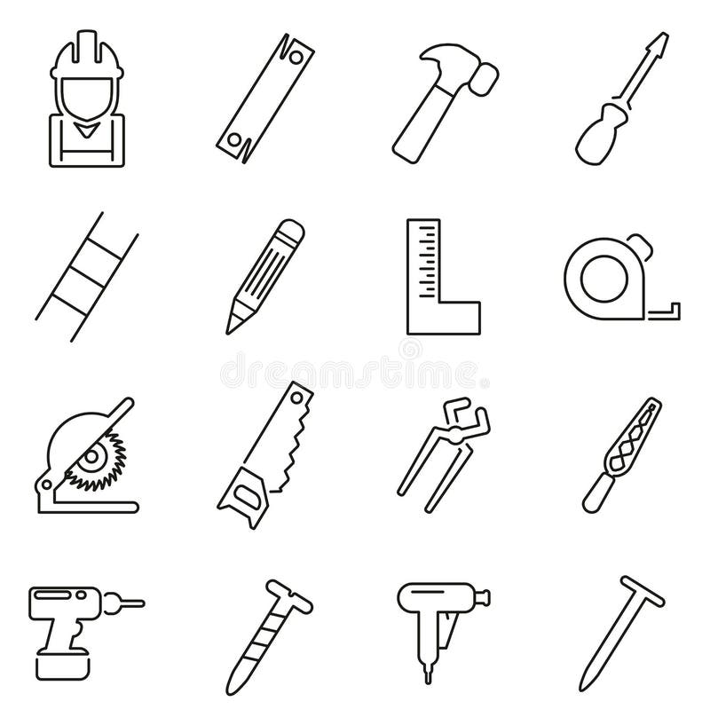 Tischler-oder Tischlers-oder Heimwerker-Icons Thin Line-Vektor ...