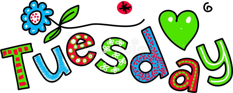 Tisdag Cartoon Text stock illustrationer. Illustration av ferier - 43719720